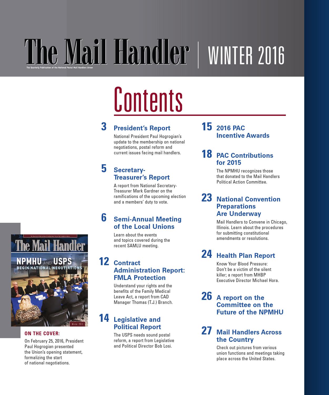 The Mail Handler magazine WINTER 2016 by National Postal Mail Handlers ...