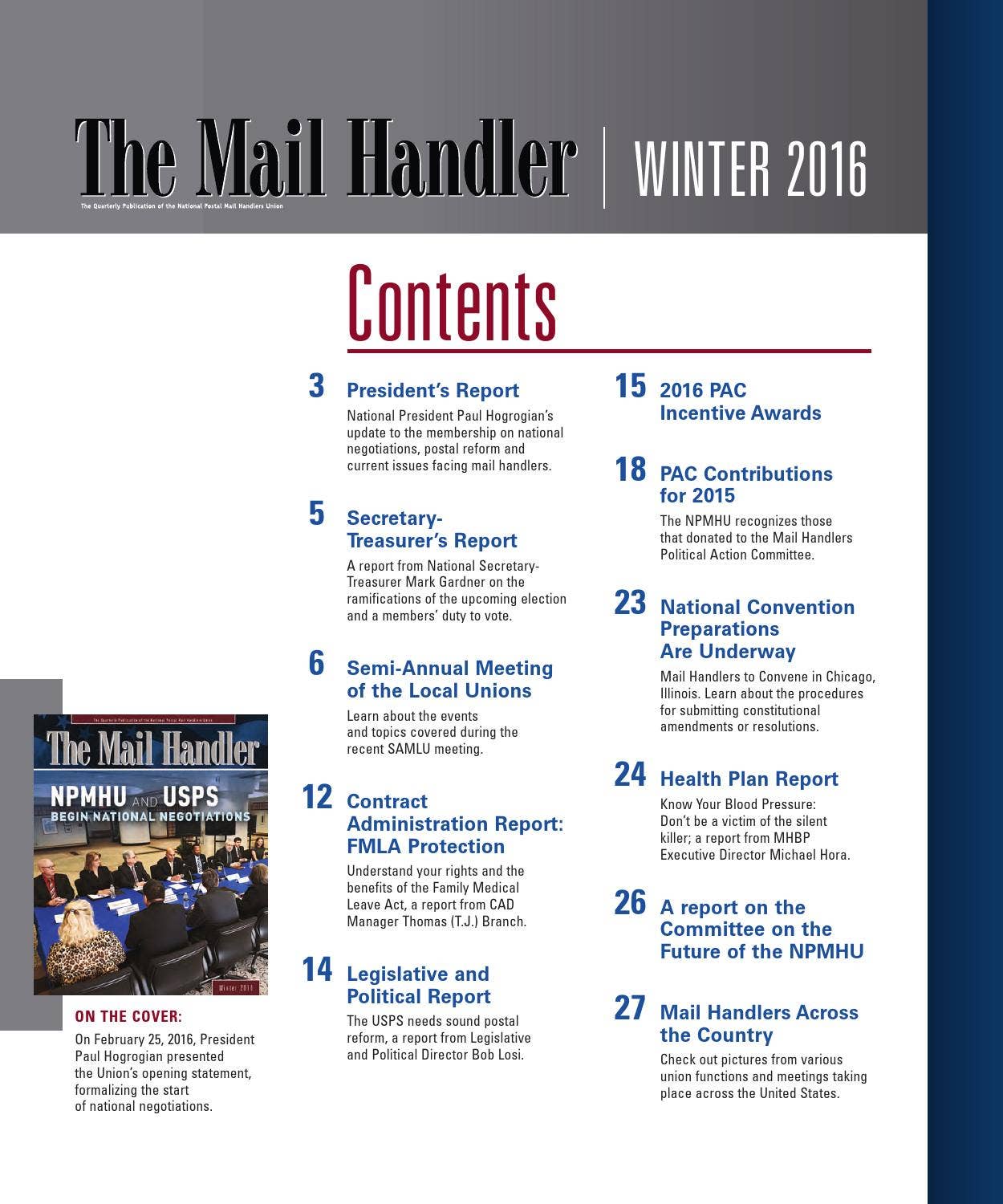 The Mail Handler magazine WINTER 2016 by National Postal Mail Handlers ...