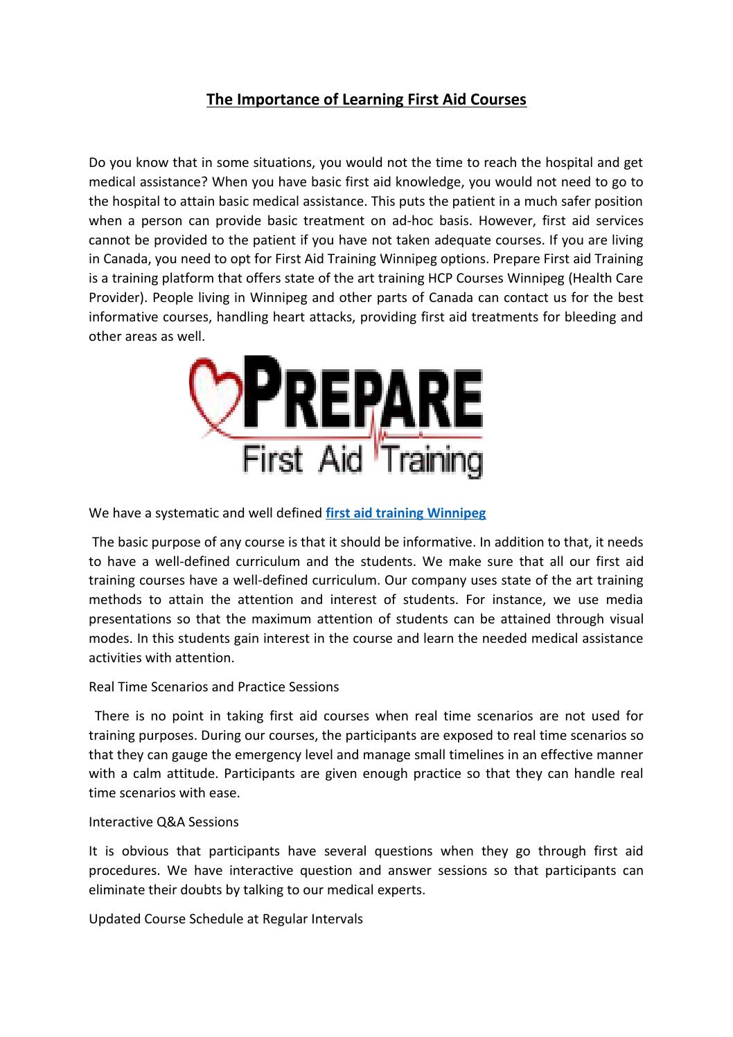 The Importance of Learning First Aid Courses by Prepare First Aid ...