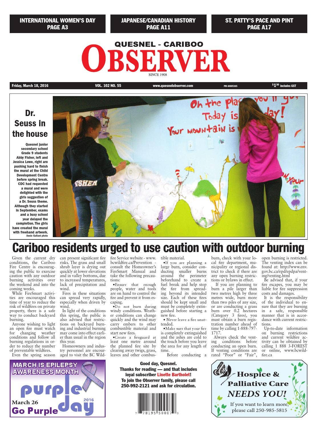 Quesnel Cariboo Observer, March 18, 2016 by Black Press Media Group - Issuu