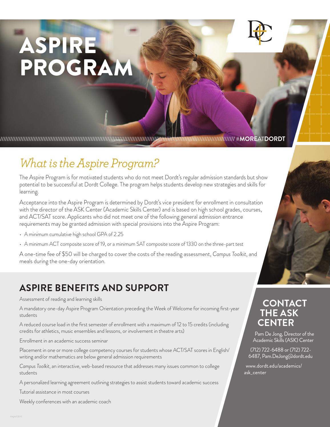 Aspire Program info sheet by Dordt University - Issuu