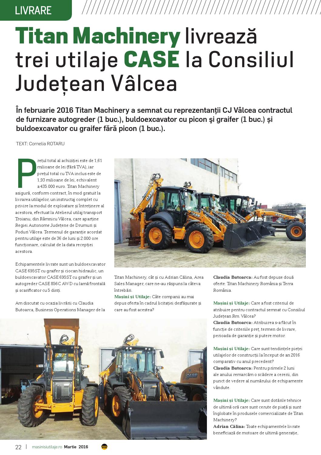 Revista Masini si Utilaje pentru Constructii - martie 2016 by Masini si Utilaje - Issuu