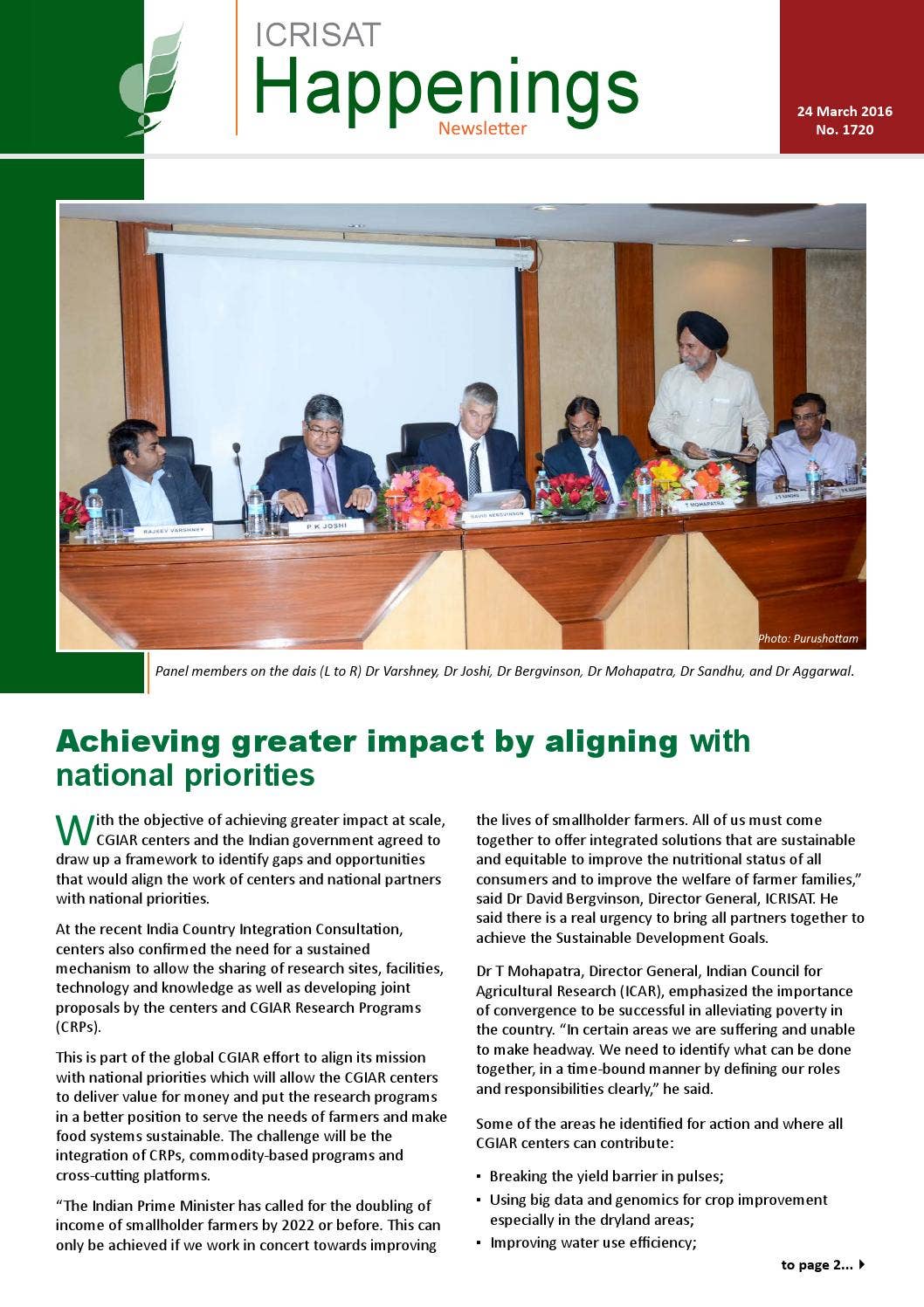 ICRISAT Happenings 24 March 2016 by ICRISAT - Issuu