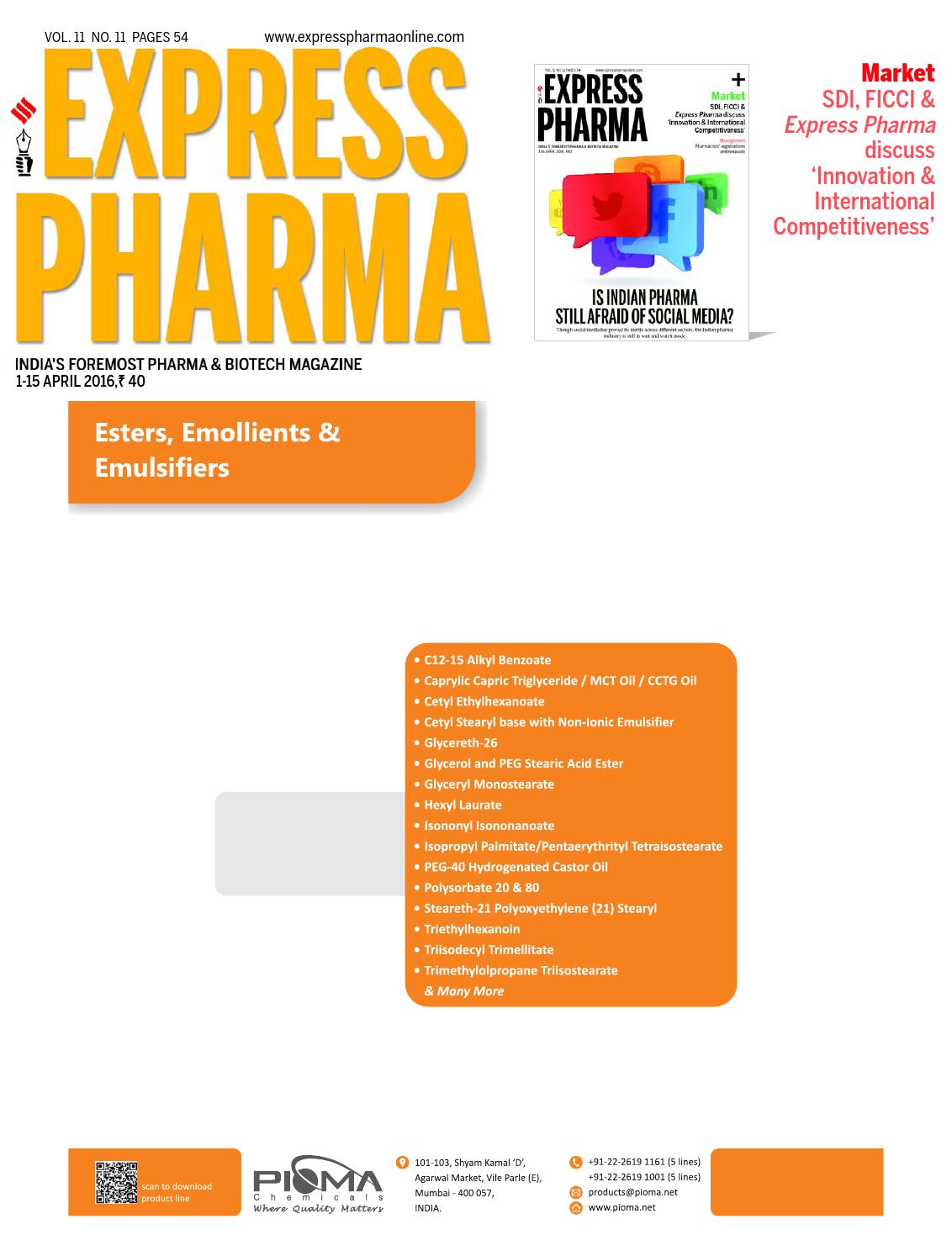 Express Pharma (Vol.11, No.11) April 1-15, 2016 by Indian Express - Issuu