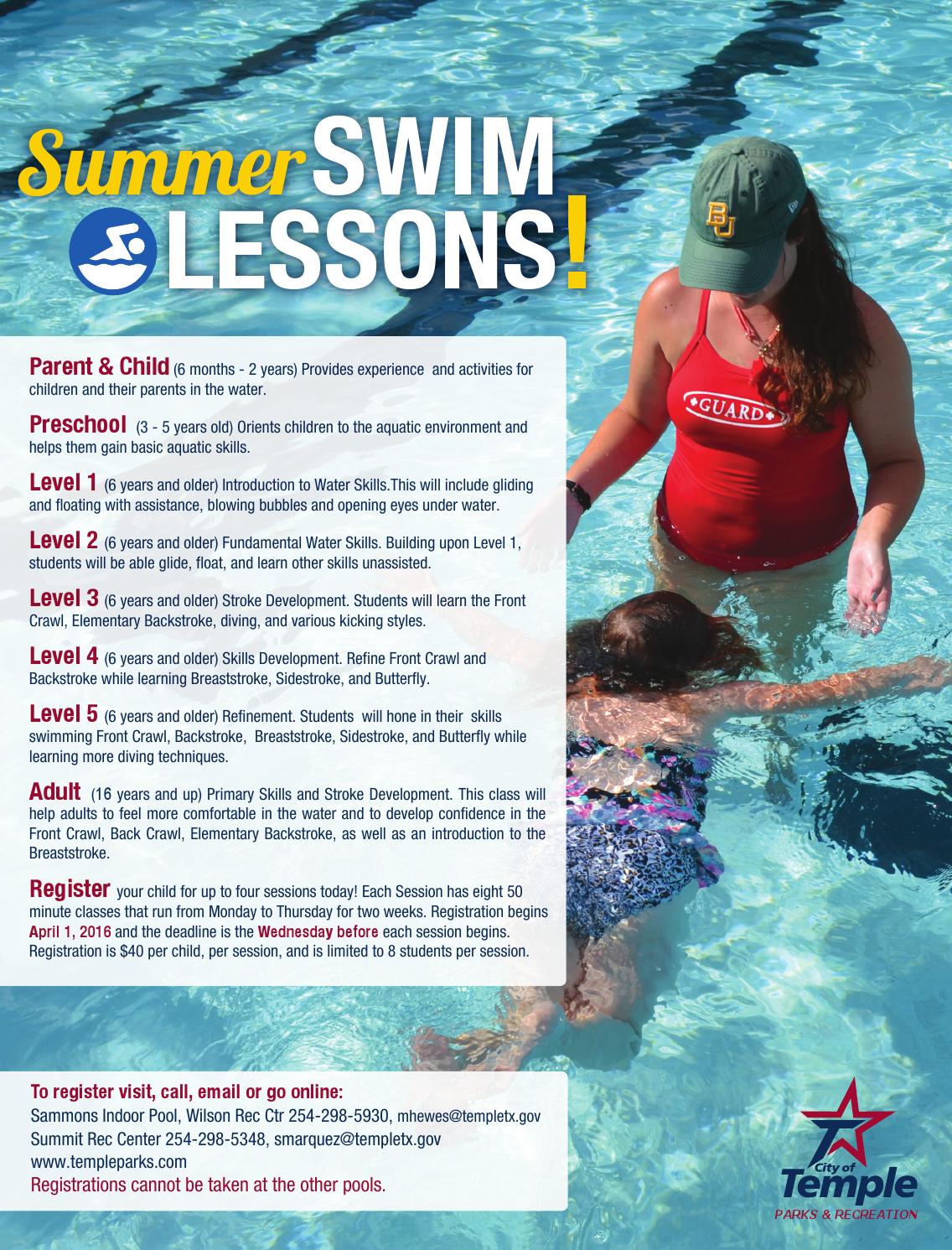 Swim Lessons 2016 by City of Temple - Issuu