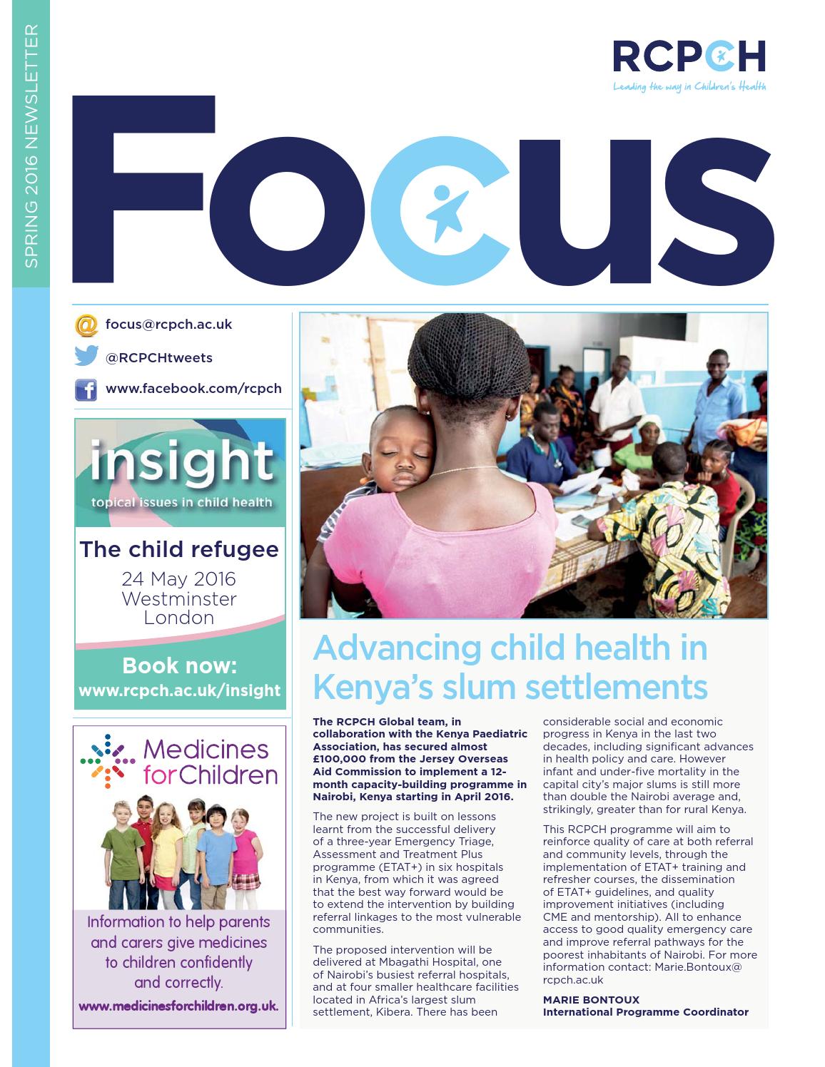 RCPCH Focus newsletter Spring 2016 by Royal College of Paediatrics and ...
