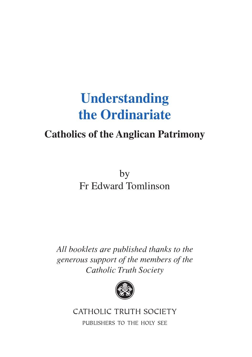 Understanding the Ordinariate - Sample by Catholic Truth Society - Issuu