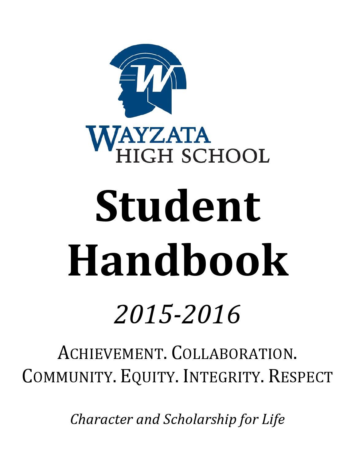 2015-2016 Wayzata High School Student Handbook by Wayzata Public ...