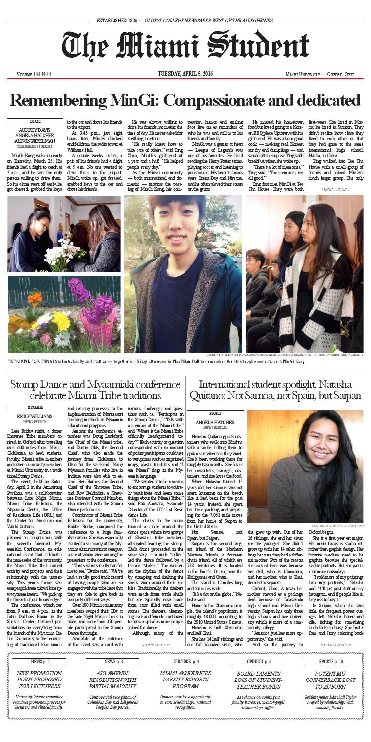 April 5, 2016 | The Miami Student by The Miami Student - Issuu