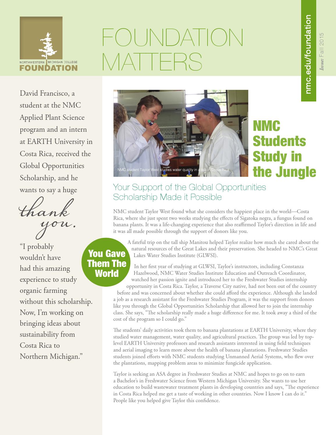 NMC Foundation Matters - Fall 2015 Newsletter by Northwestern Michigan ...