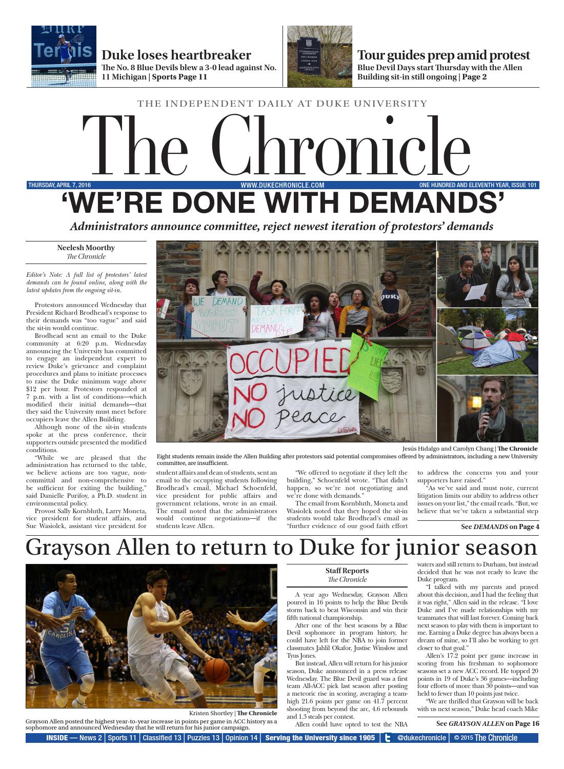 April 7, 2016 by Duke Chronicle - Issuu