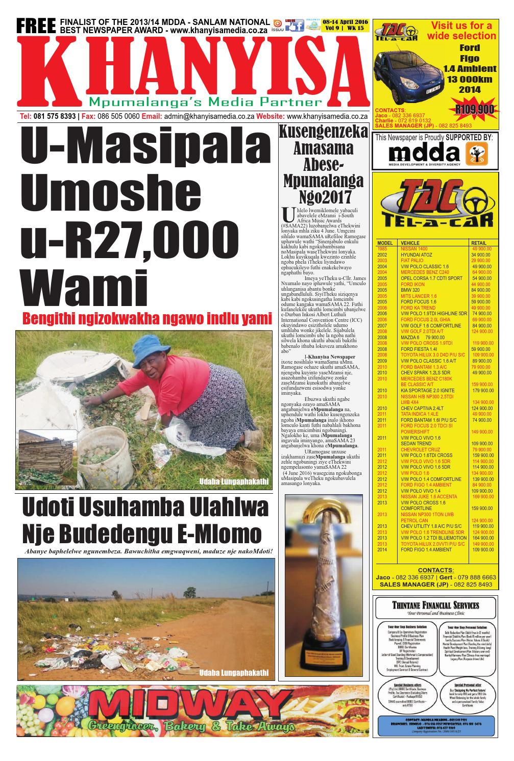 Khanyisa newspaper 08 to 14 april 2016 by Khanyisa Weekly Newspaper - Issuu