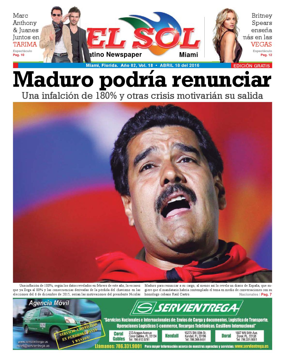 El Sol Miami Vol02#18 Abril 18-2016 by El Sol Latino Newspaper - Issuu