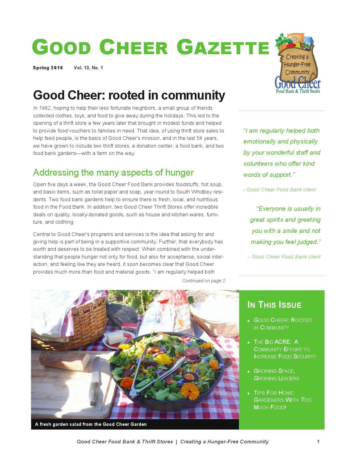 Spring 2016 Good Cheer Newsletter by Good Cheer Food Bank - Issuu