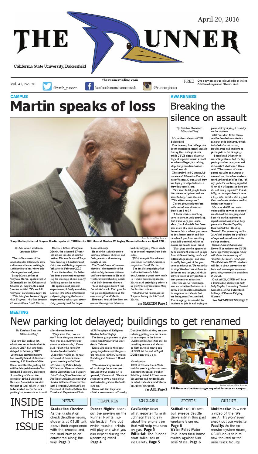 The Runner 4-20-2016 by CSUB Runner - Issuu