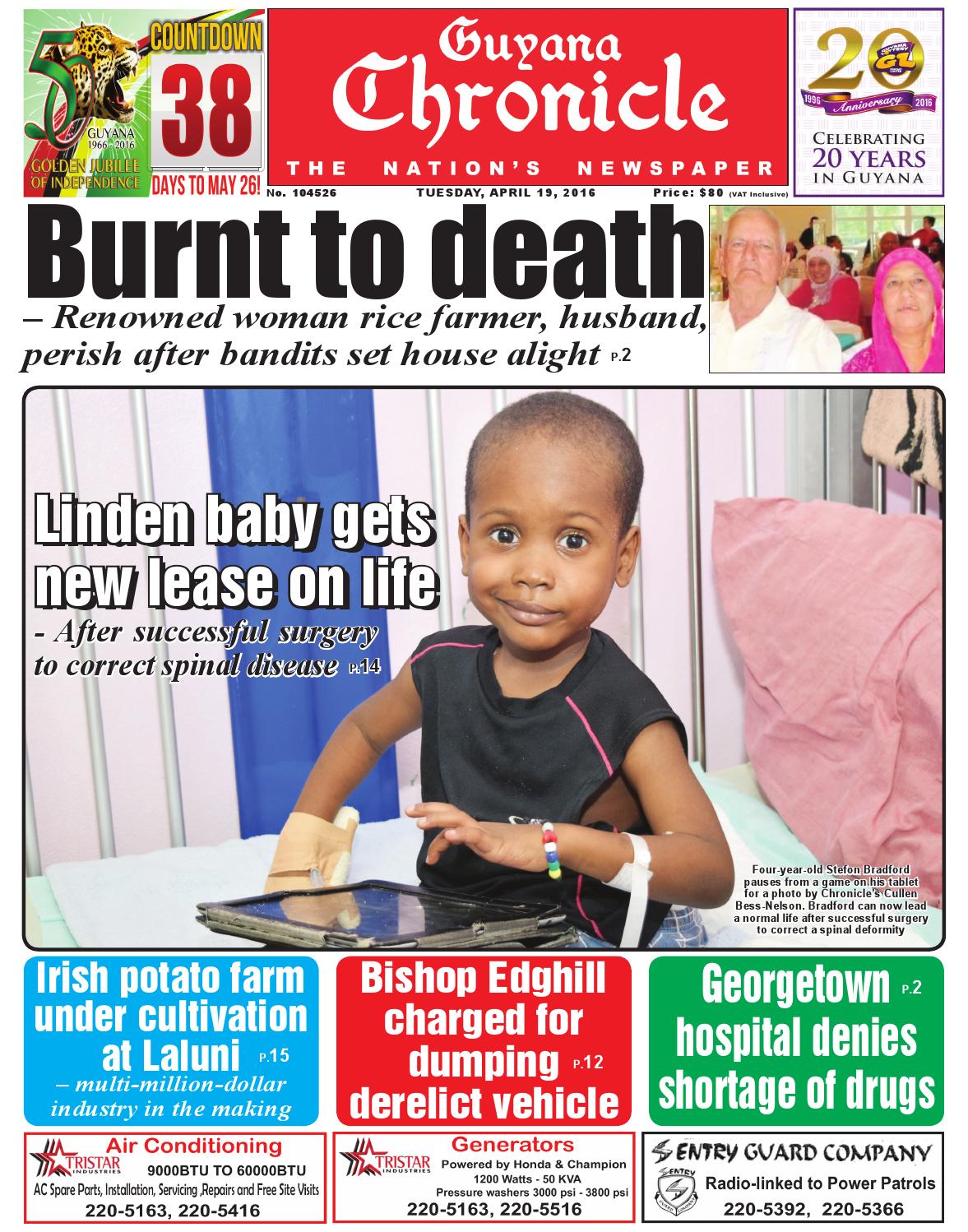 Guyana Chronicle E-Paper 19 04 2016 by Guyana Chronicle - Issuu