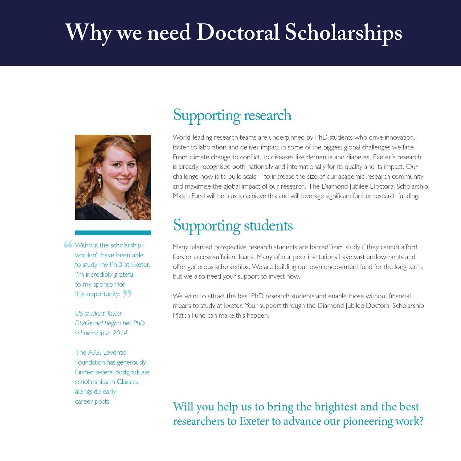 Diamond Jubilee Doctoral Scholarship Match Fund by University of Exeter ...