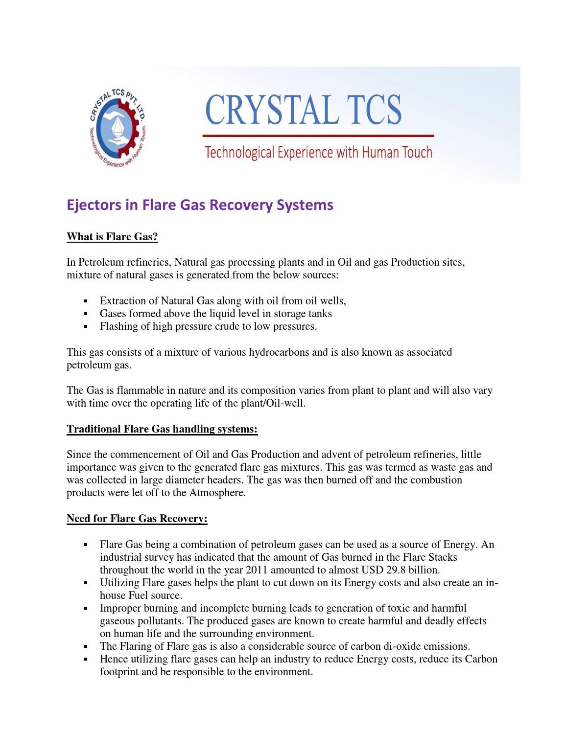 Ejectors in Flare Gas Recovery Systems by crystaltcs - Issuu