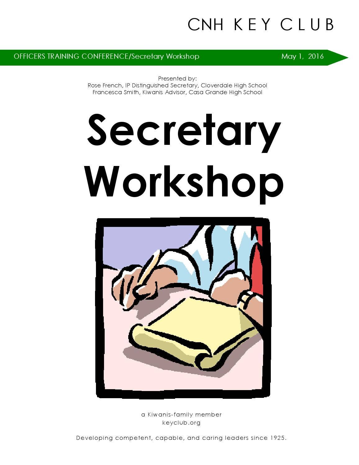 Secretary workshop document by Sue Cummins - Issuu