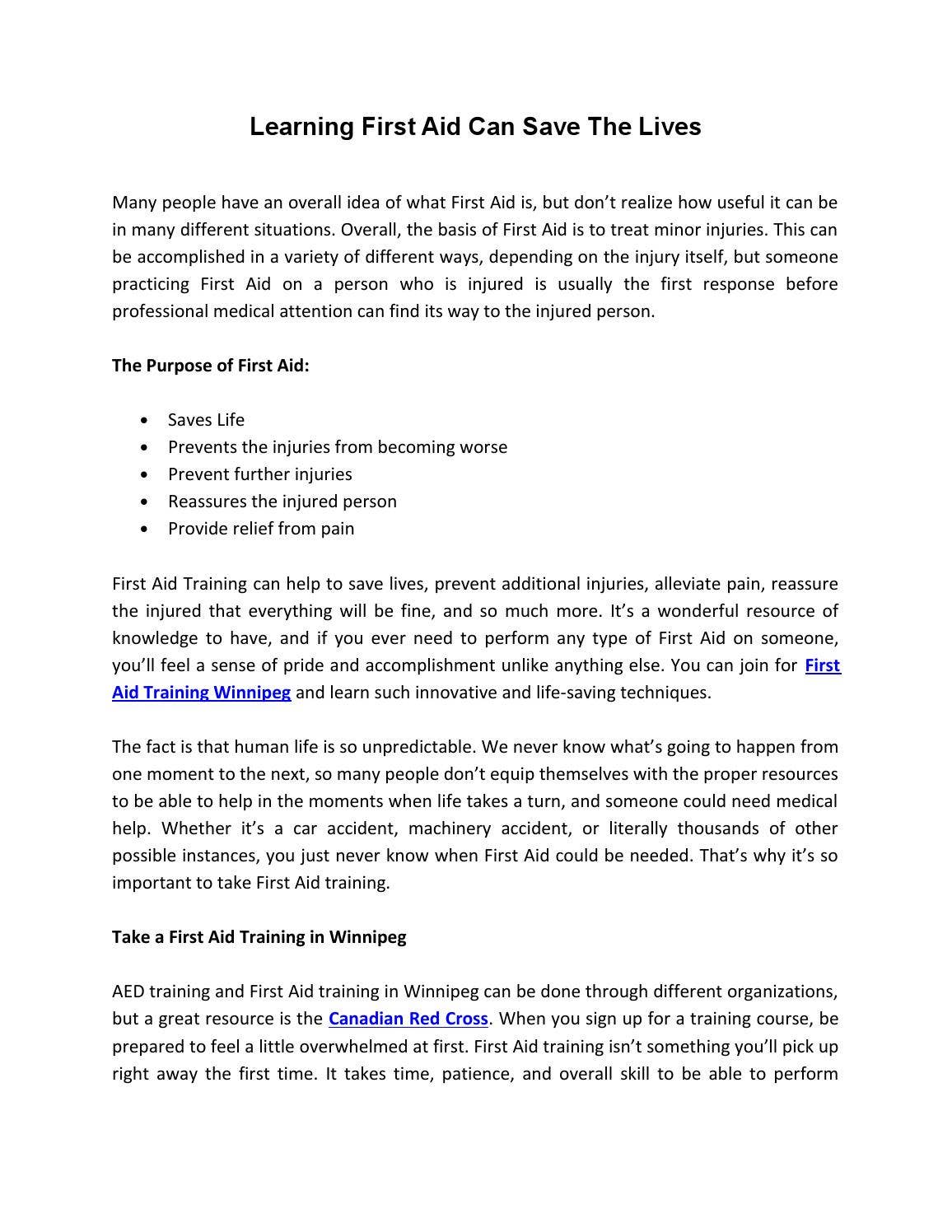 Learning First Aid Can Save The Lives by Prepare First Aid Training - Issuu
