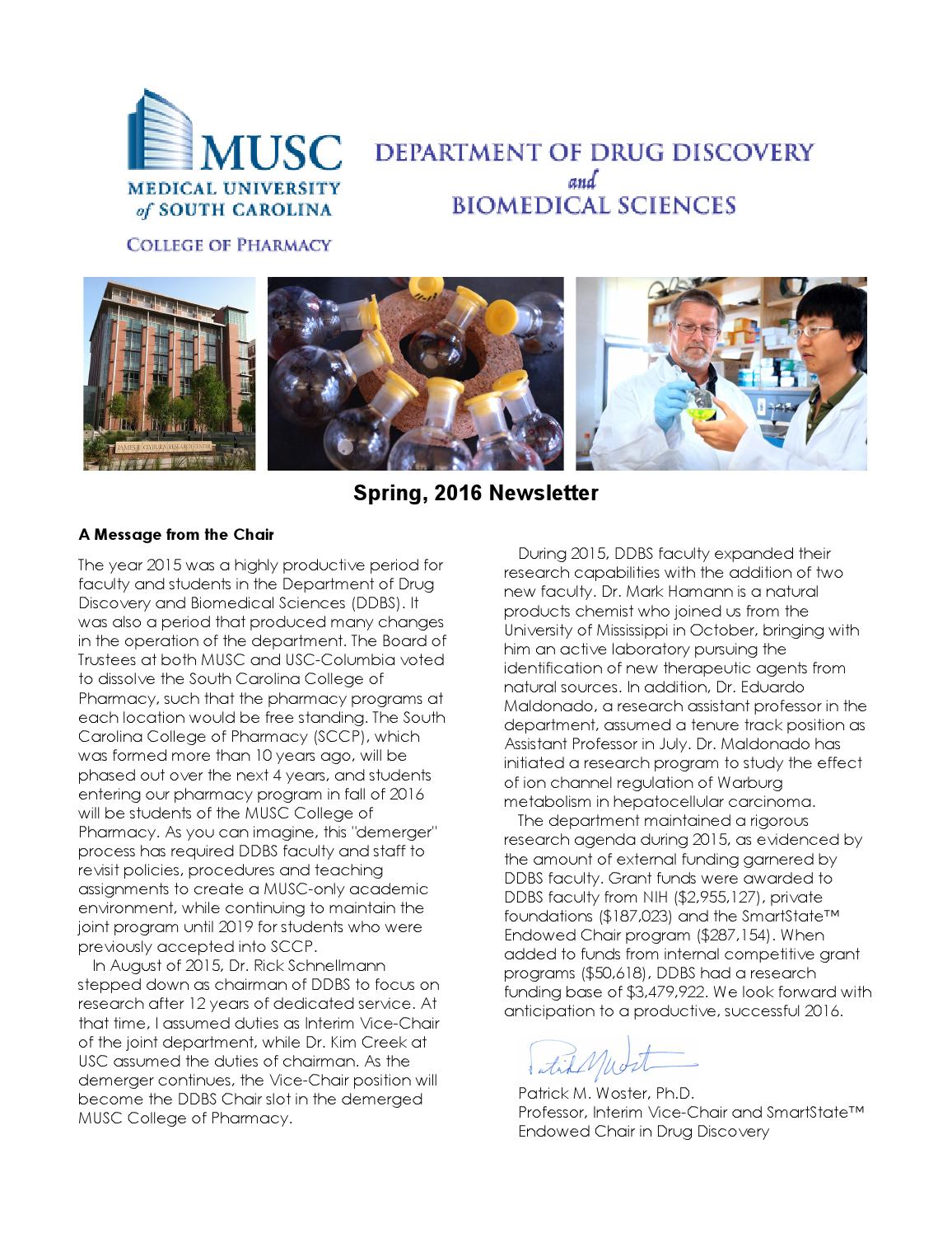 Department of Drug Discovery and Biomedical Sciences Newsletter by MUSC ...