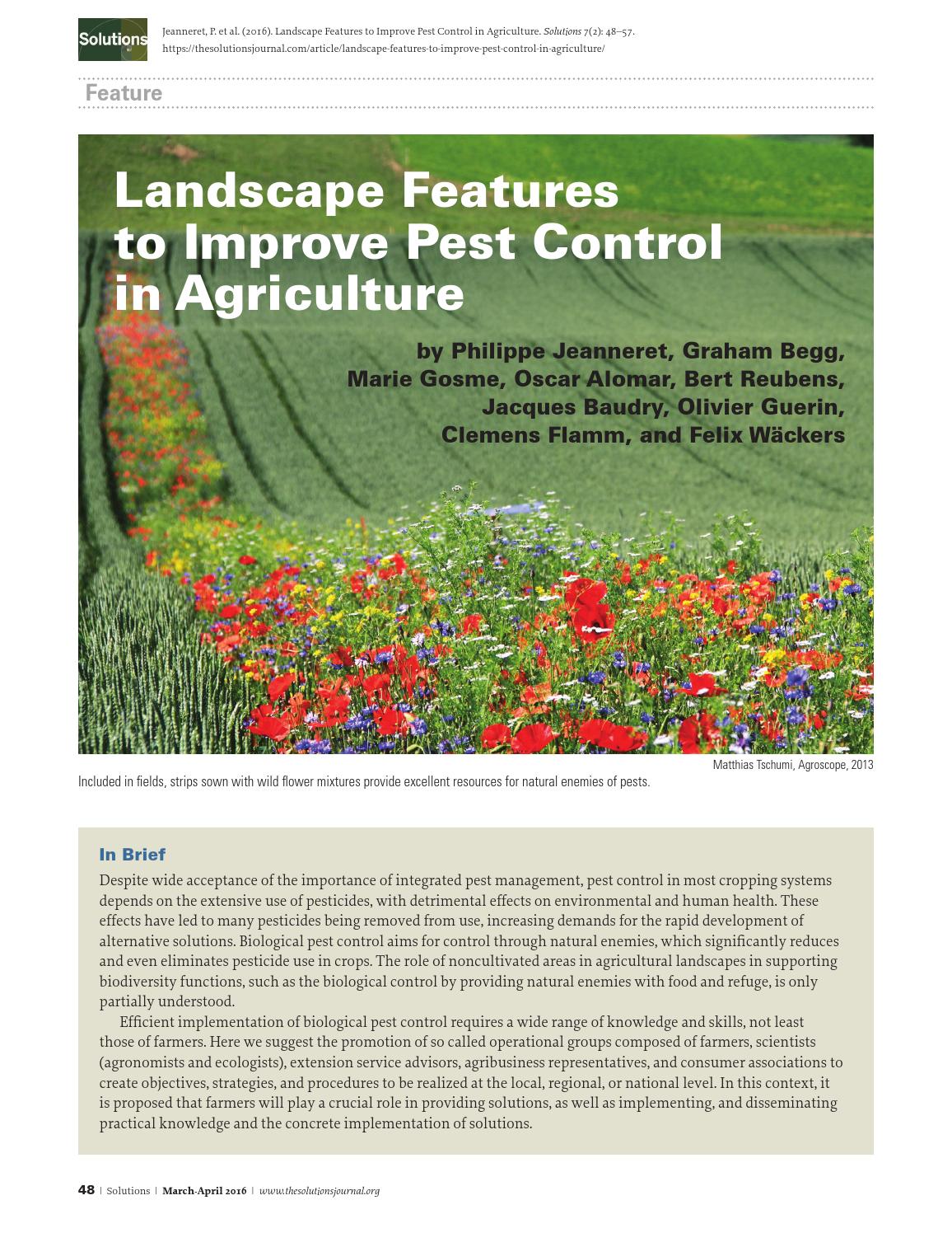 Landscape Features to Improve Pest Control in Agriculture by The ...