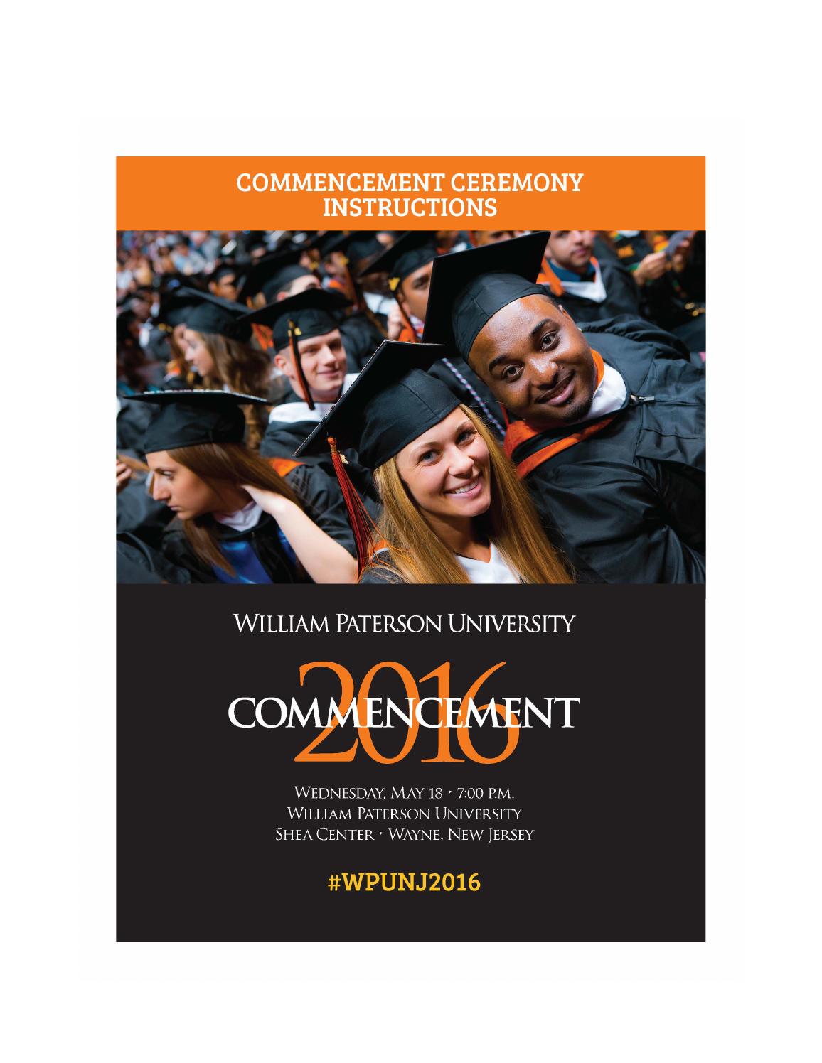 2016 Graduate Commencement Ceremony Instructions by William Paterson ...
