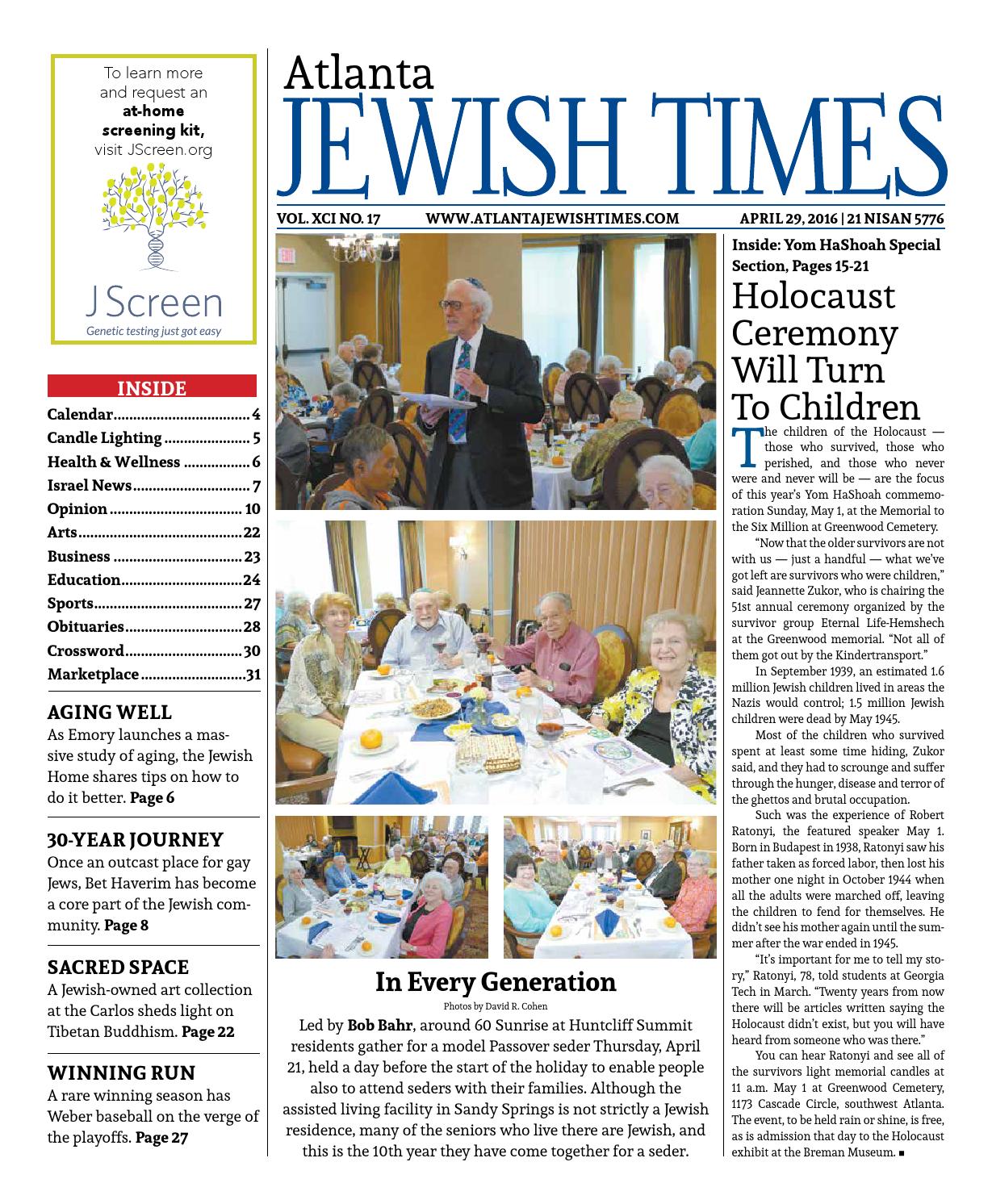 Atlanta Jewish Times, Vol. XCI No. 17, April 29, 2016 by Atlanta Jewish ...