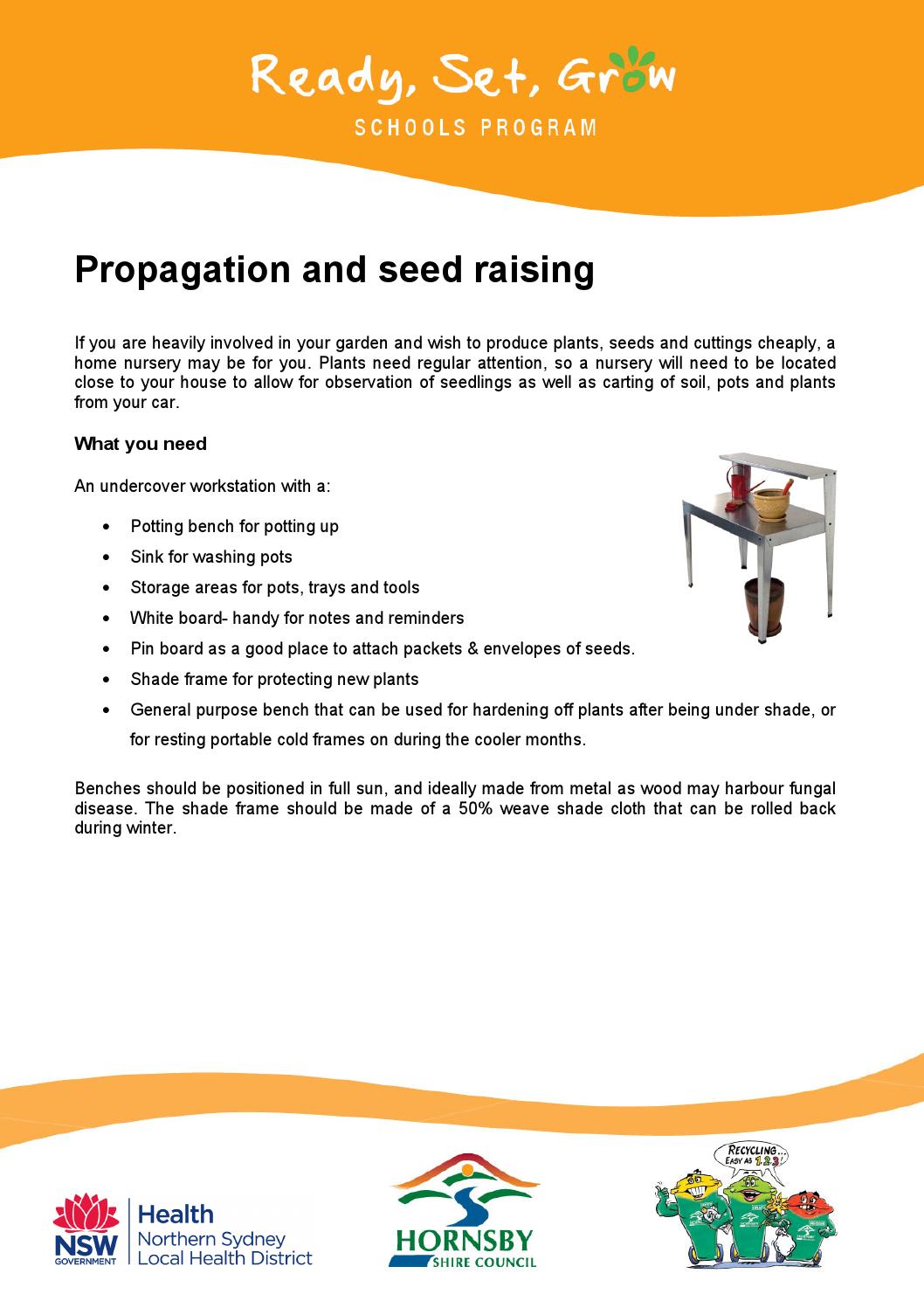 Propagation and seed raising fact sheet by Hornsby Council - Issuu