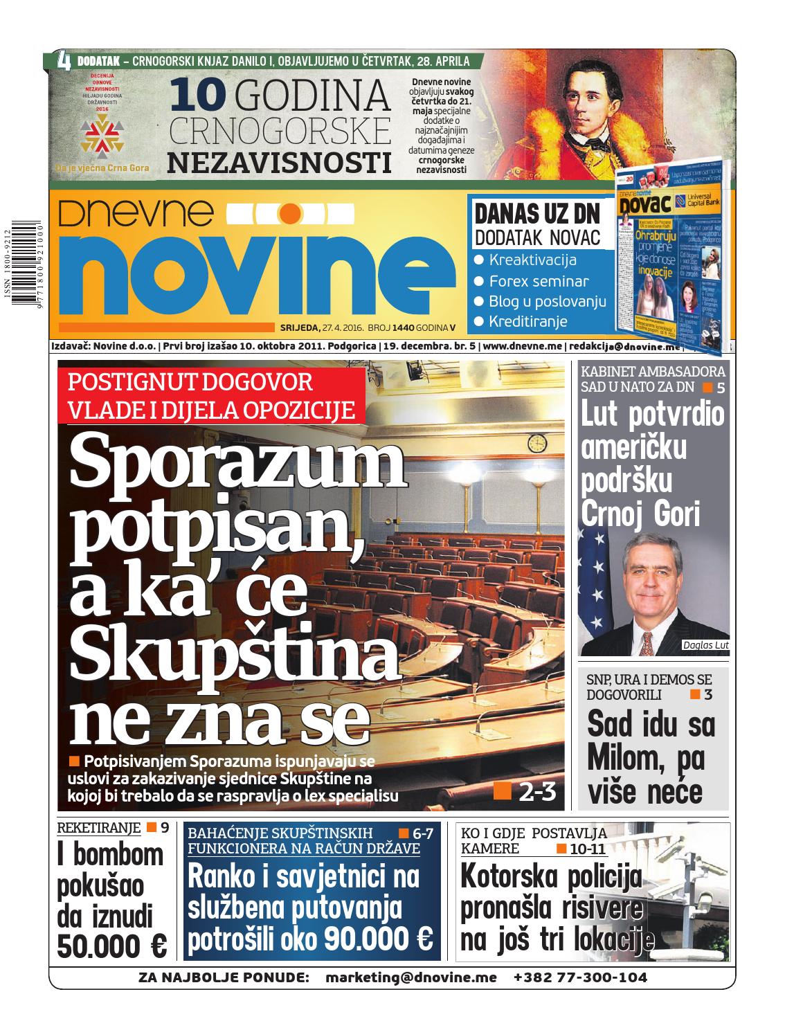Dnevne novine 27. april 2016. by Dnevne Novine - Issuu