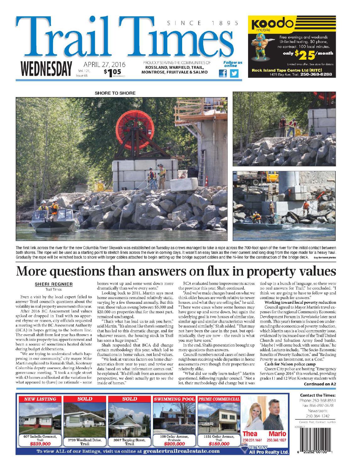 Trail Daily Times, April 27, 2016 by Black Press Media Group - Issuu