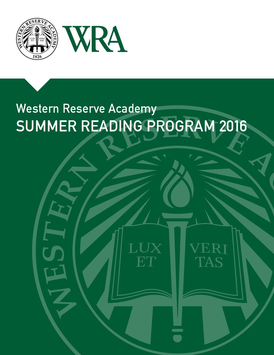 WRA Summer Reading Program 2016 by Western Reserve Academy - Issuu