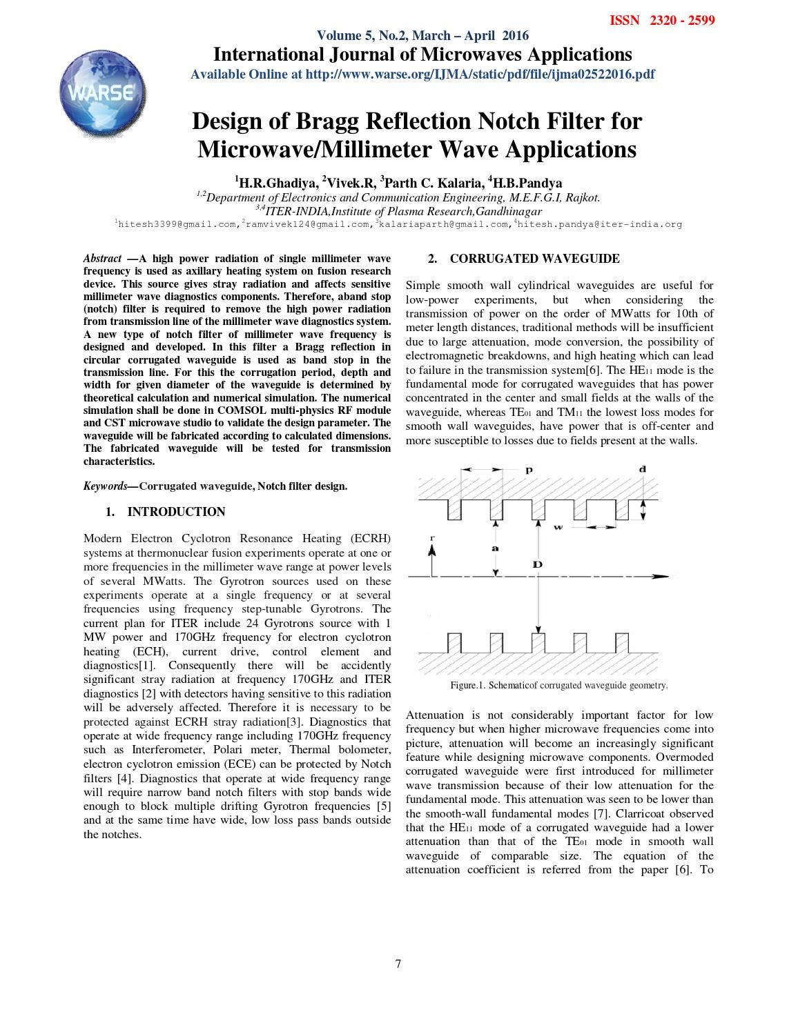 Design of Bragg Reflection Notch Filter for Microwave/Millimeter Wave Applications by The World ...