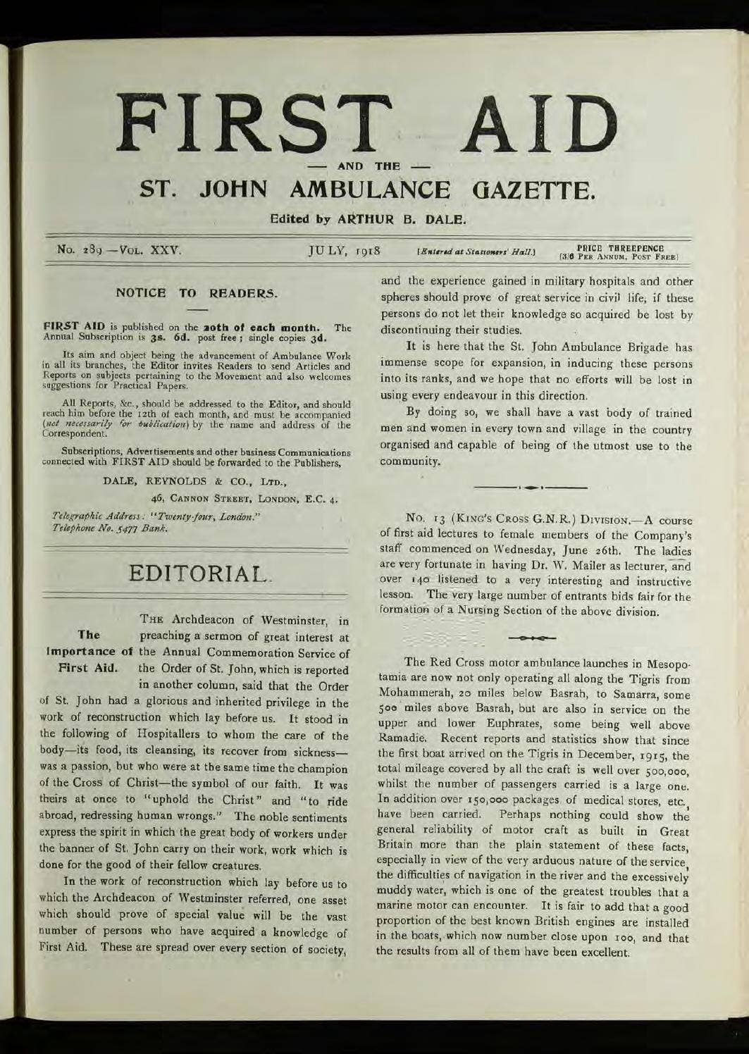 First Aid Journal 1918 - 1920 by Museum of the Order of St John - Issuu