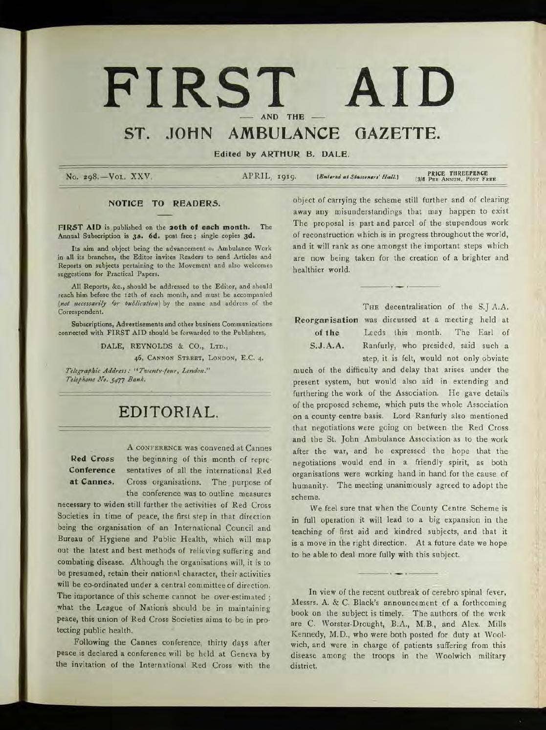 First Aid Journal 1918 - 1920 by Museum of the Order of St John - Issuu