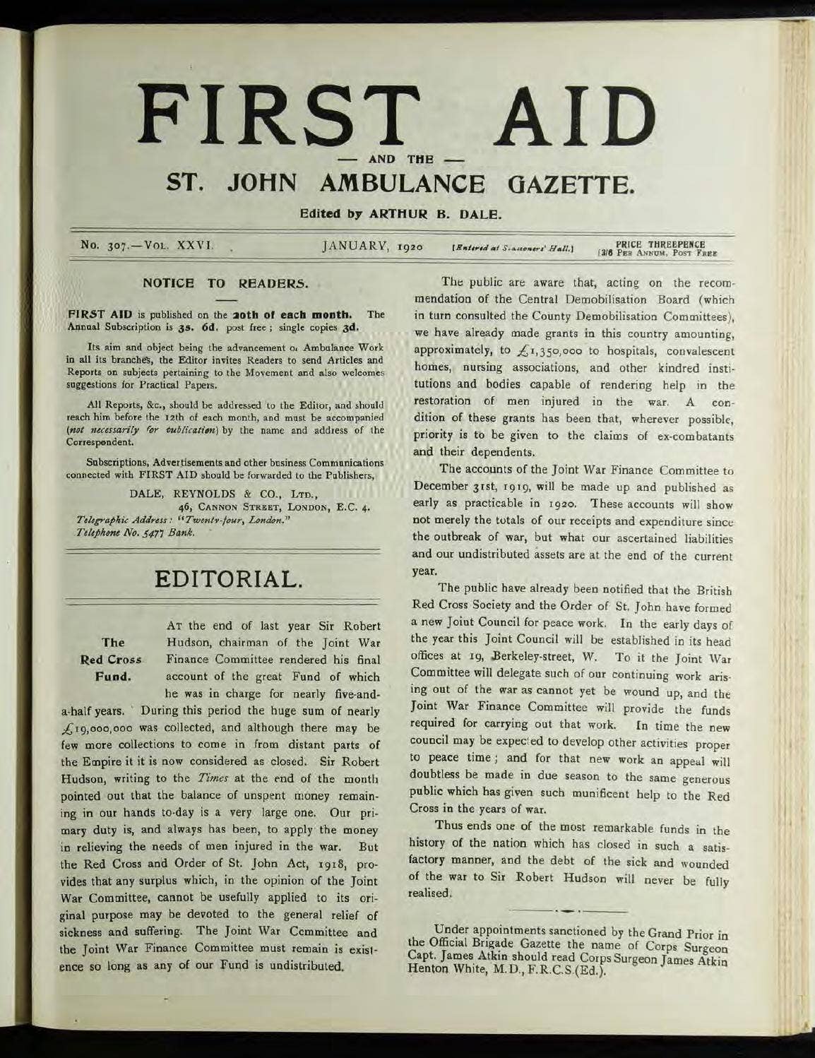 First Aid Journal 1918 - 1920 by Museum of the Order of St John - Issuu