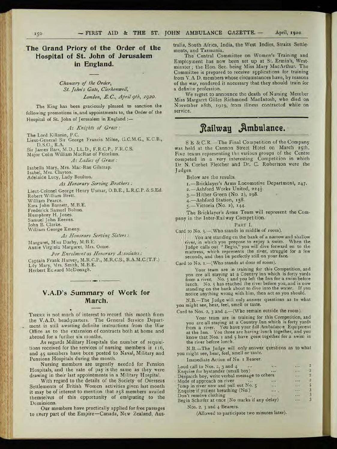 First Aid Journal 1918 - 1920 by Museum of the Order of St John - Issuu