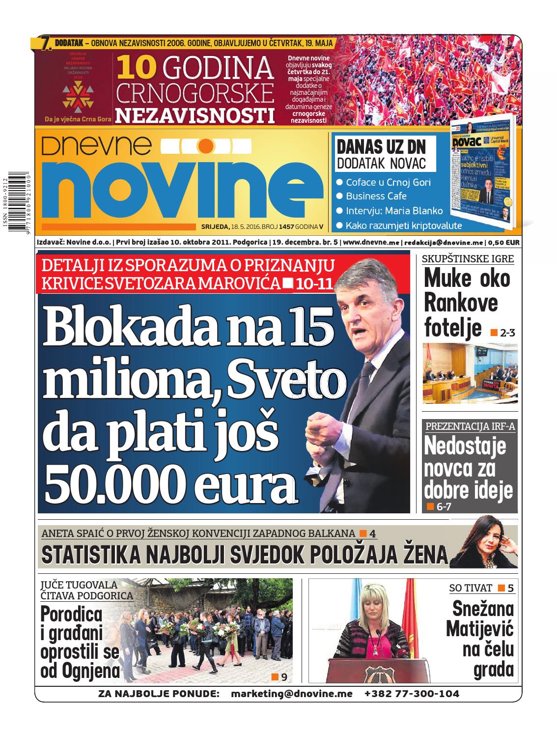 Dnevne novine 18. maj 2016. by Dnevne Novine - Issuu
