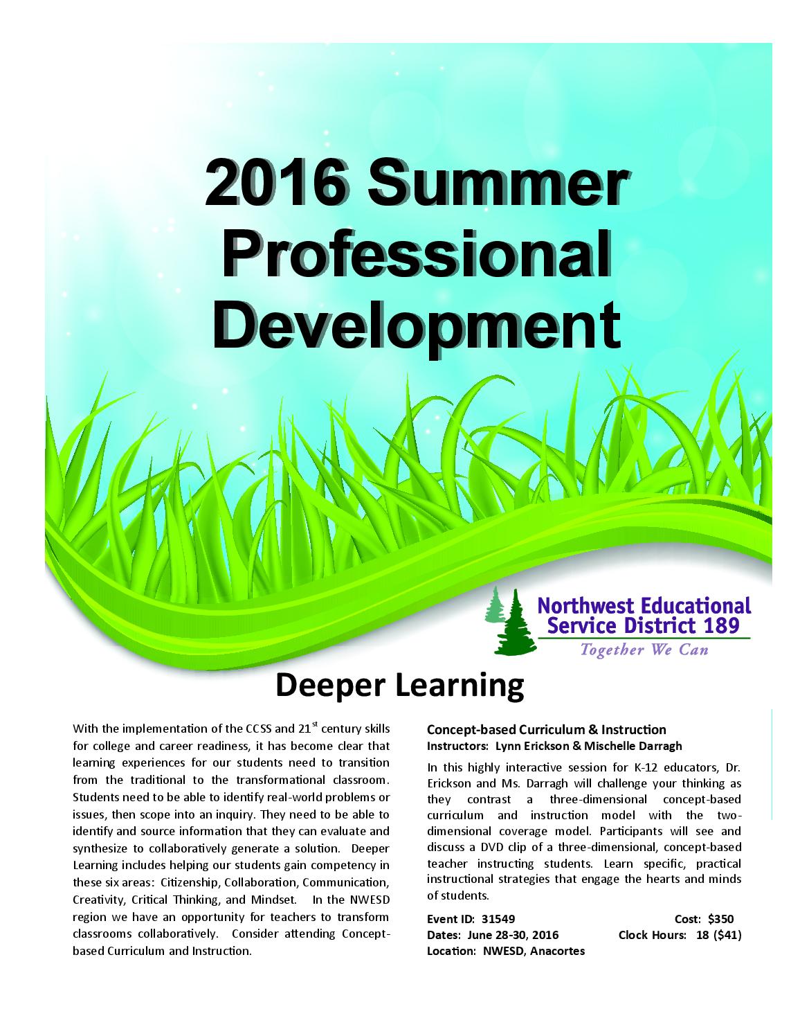 2016 Summer Professional Development by NWESD 189 - Issuu