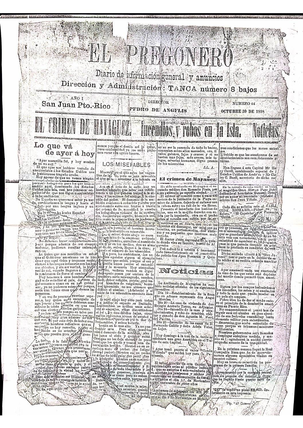 El Pregonero 1898 by La Colección Puertorriqueña - Issuu