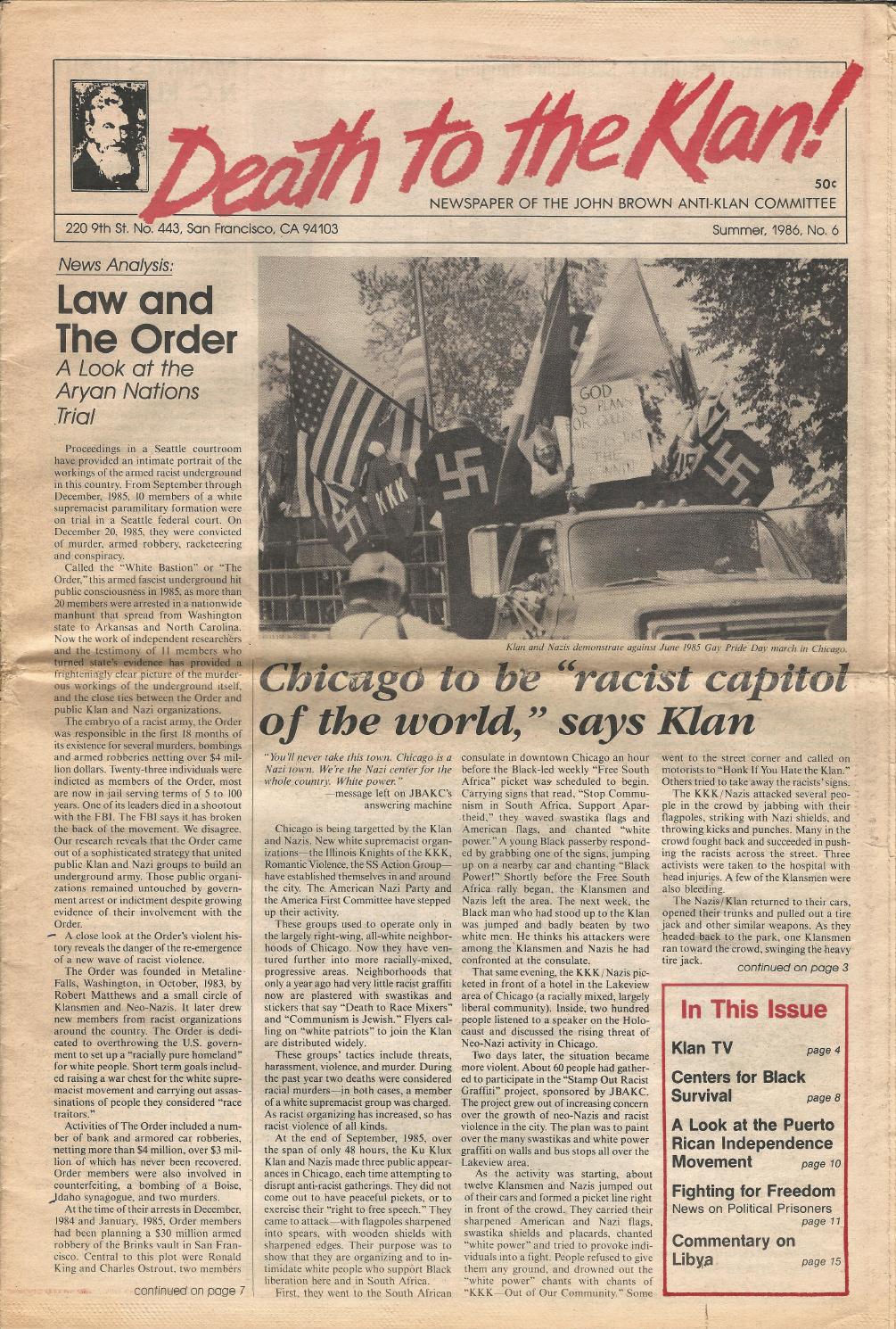 Death To The Klan, No. 6, Summer 1986 by Arm The Spirit - Issuu