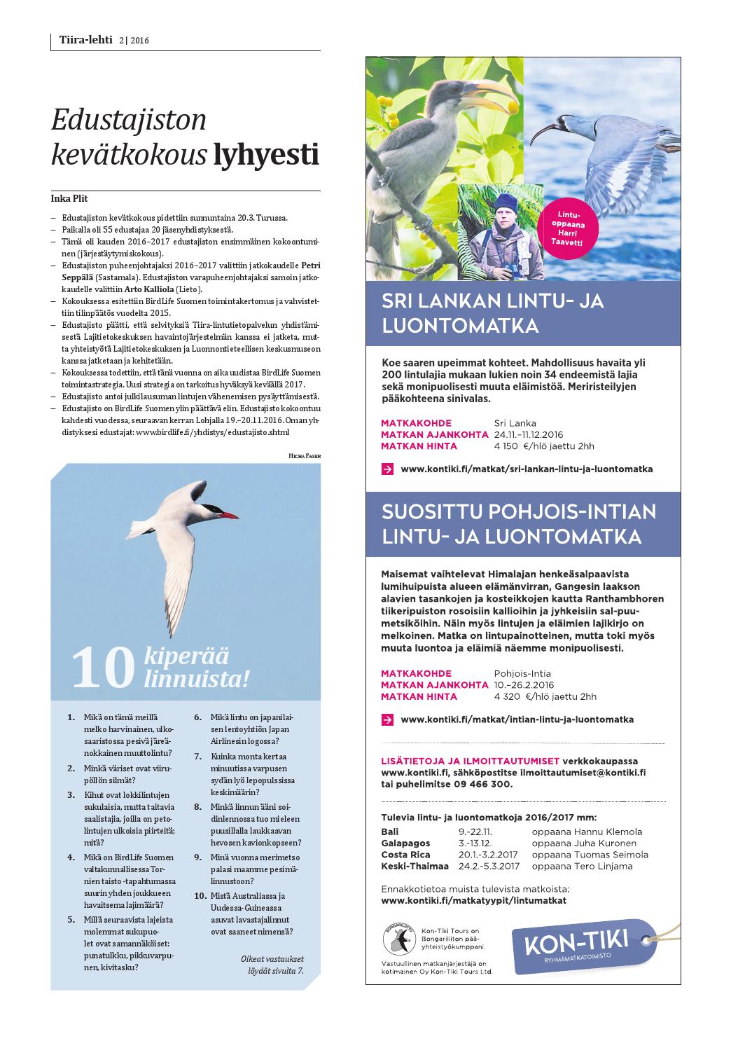 Tiira 2/2016 by BirdLife Suomi - Issuu