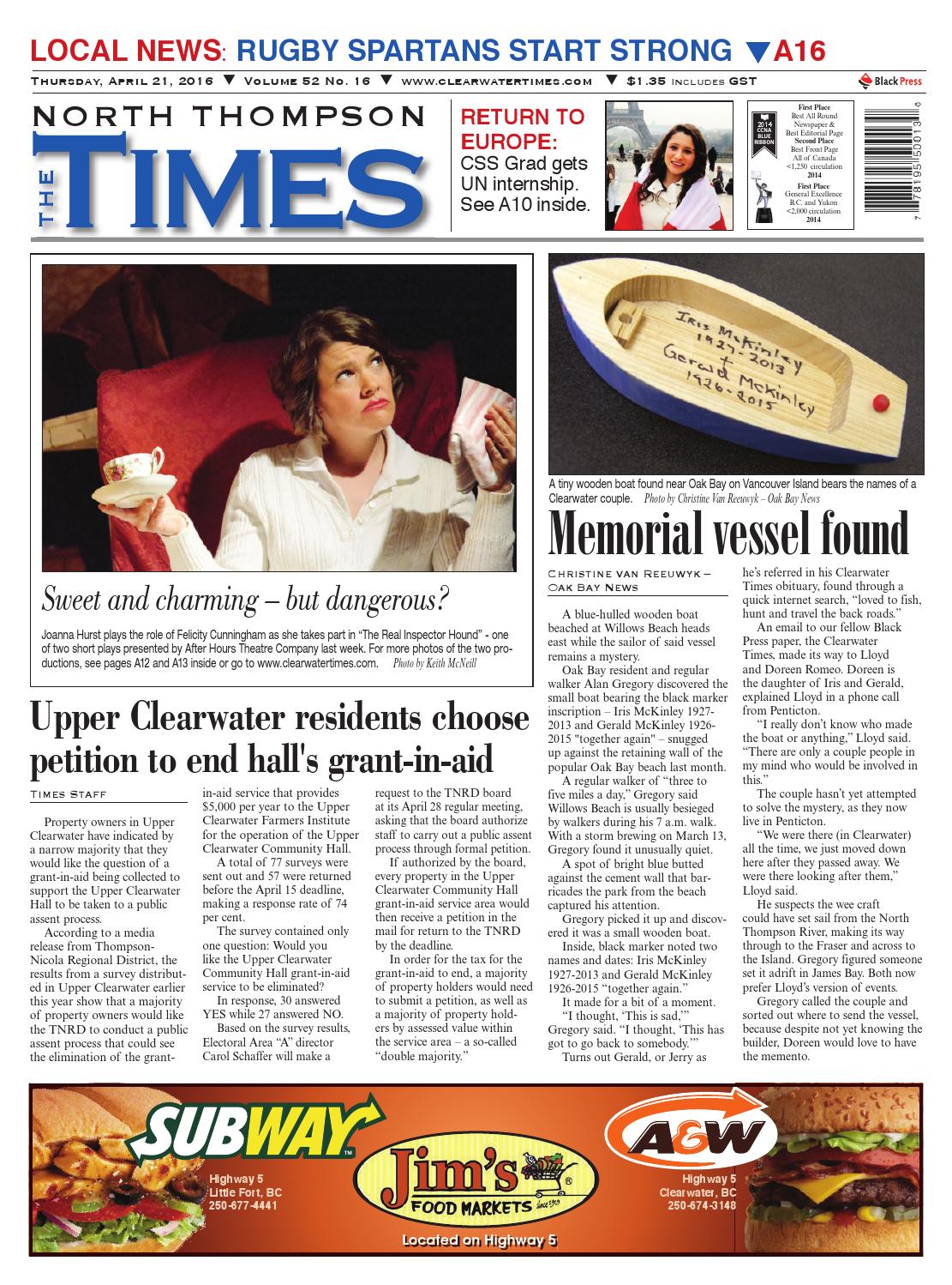 Clearwater Times, April 21, 2016 by Black Press Media Group - Issuu