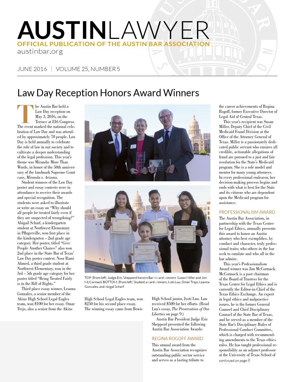 Austin Lawyer, June 2016 by Austin Bar Association - Issuu