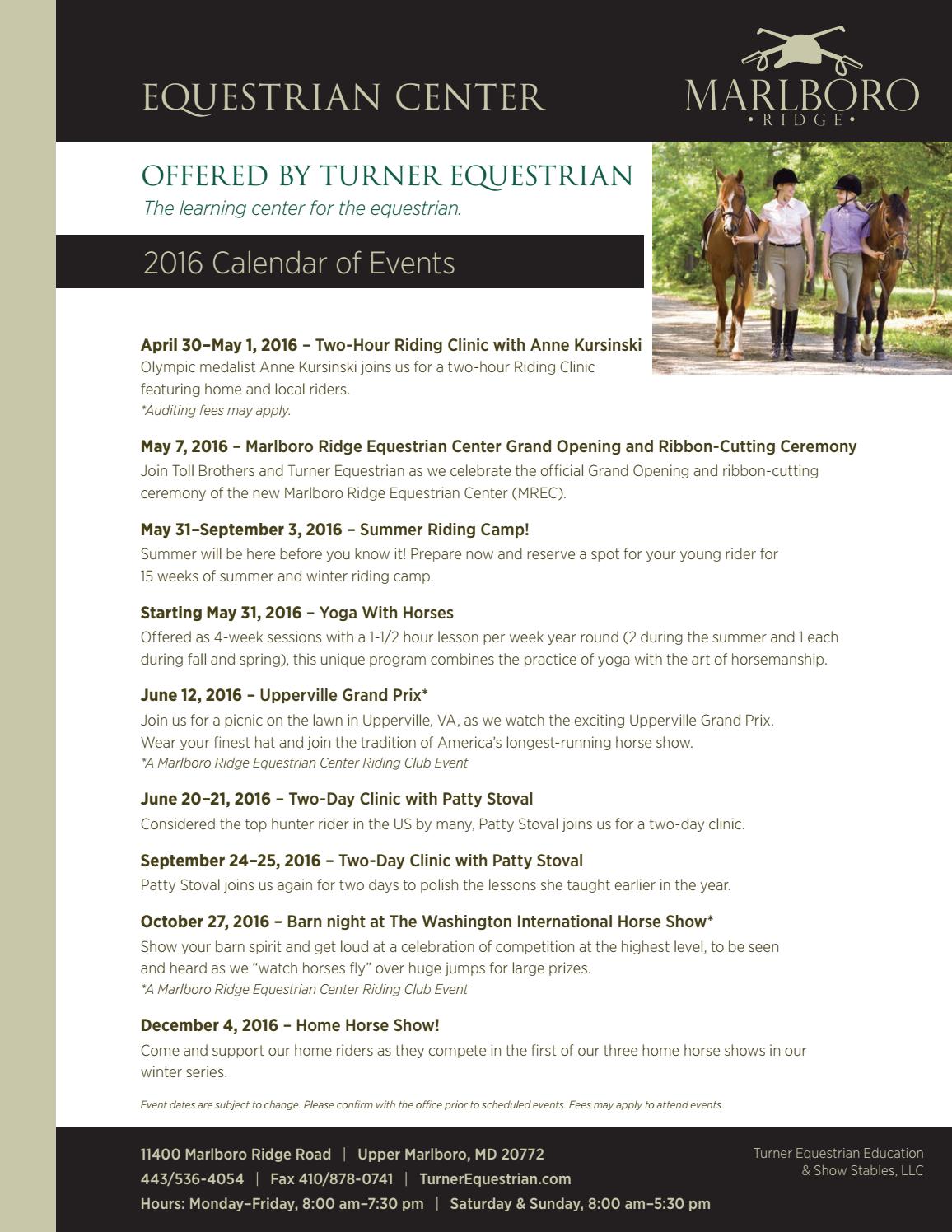Marlboro Ridge Equestrian Center Events by Toll Brothers, Inc. - Issuu