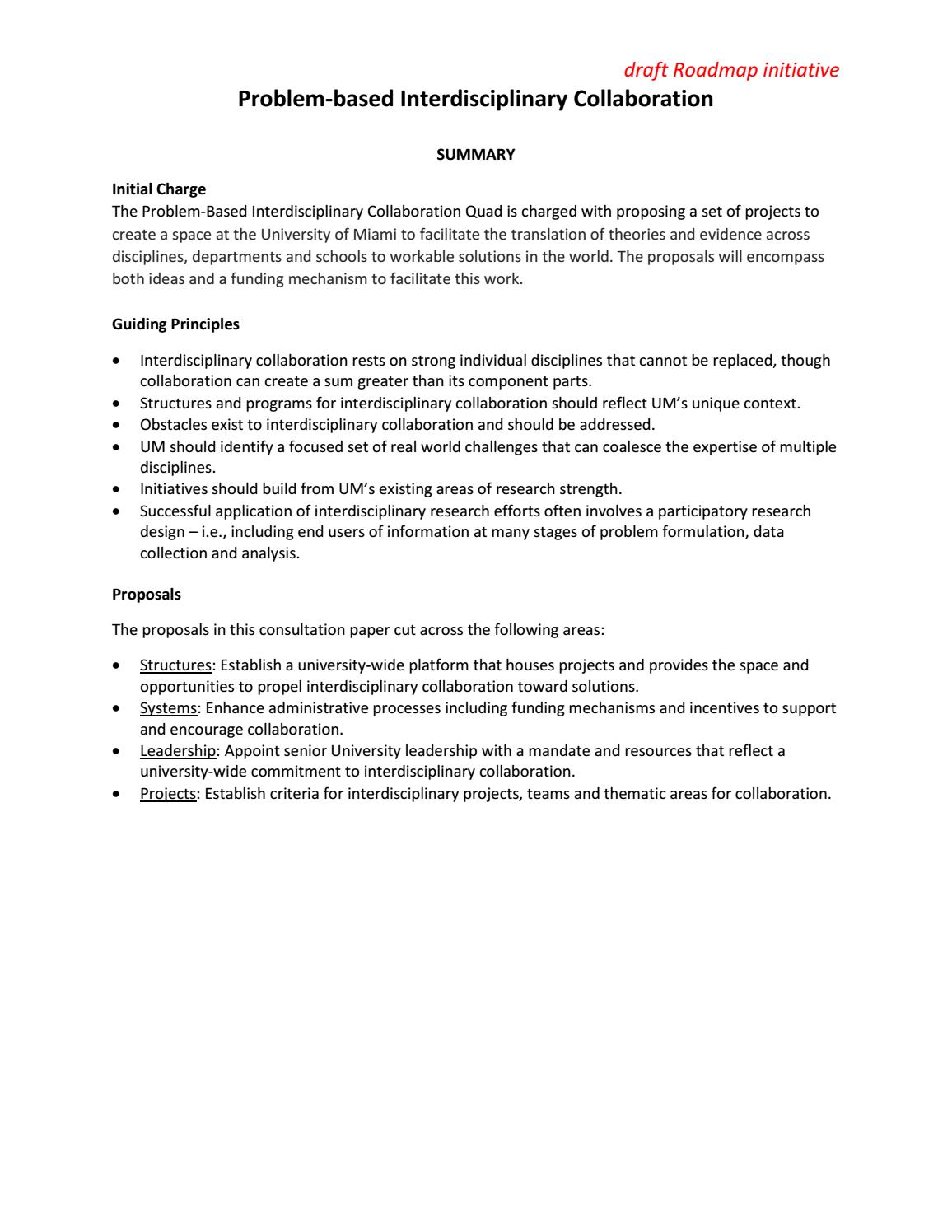 2016 06 01 problem based interdisciplinary collaboration consultation ...