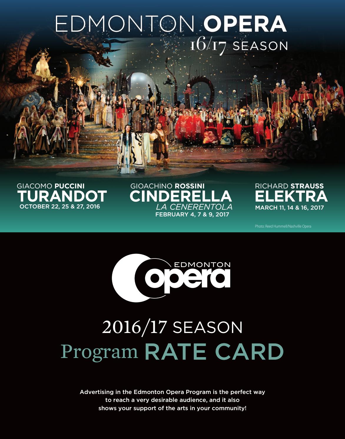 Edmonton Opera program Rate Card 2016-17 Season by Suggitt Publishers ...