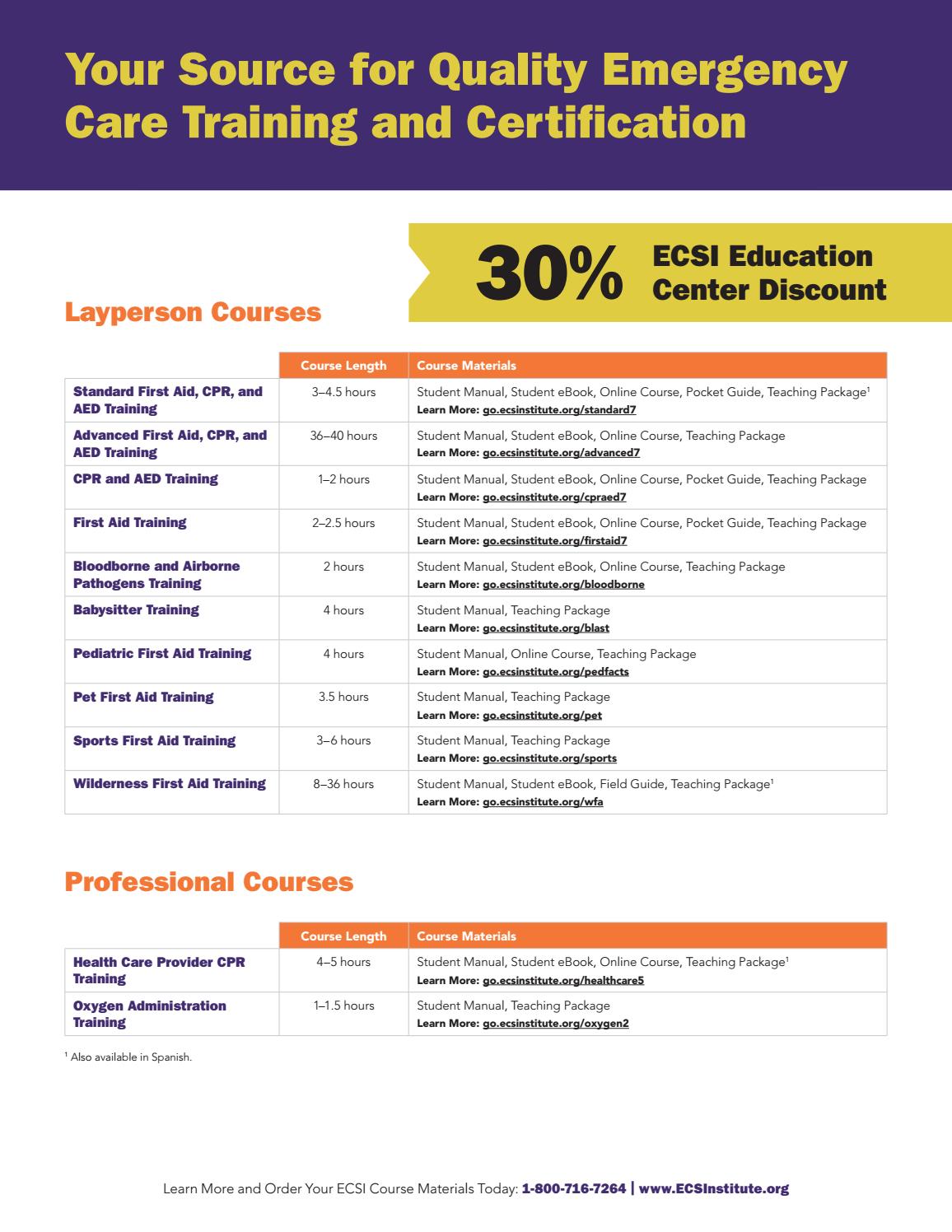 2016-2017 Emergency Care & Safety Institute Training Brochure by Jones ...