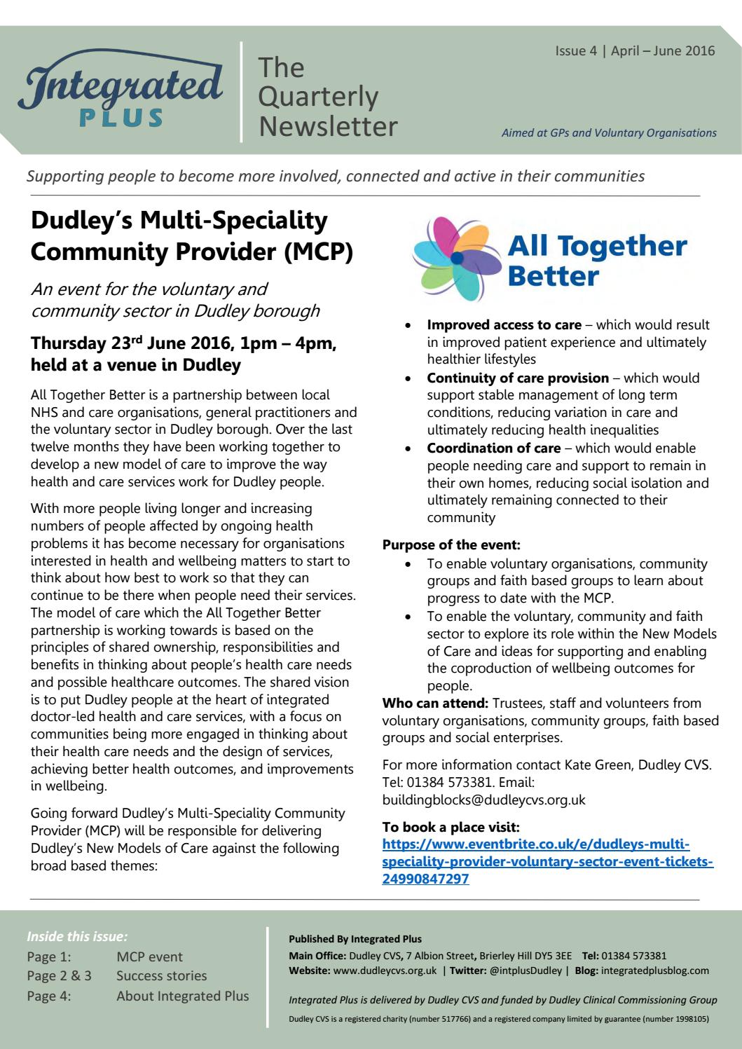 Integrated newsletter issue 4 june 2016 1 by DudleyCVS - Issuu