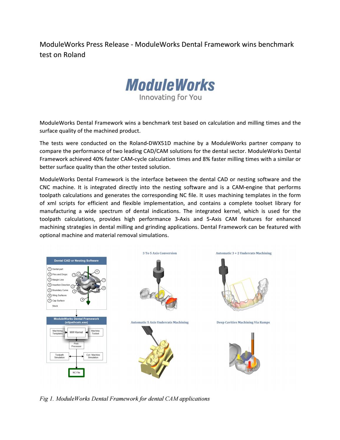ModuleWorks Press Release - ModuleWorks Dental Rramework wins benchmark ...